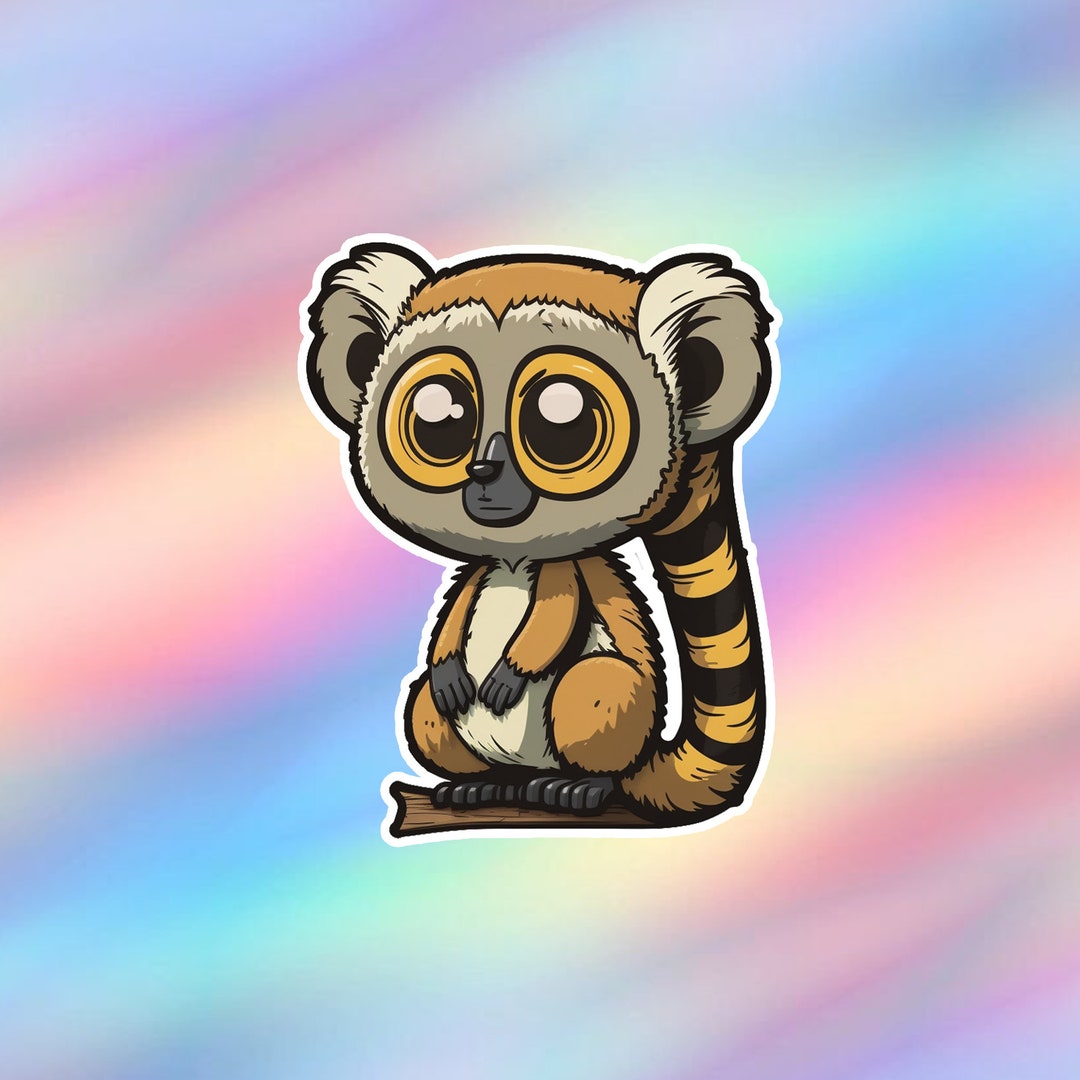 Cute Lemur Sticker Kawaii Lemurs Sticker Animal Vinyl Laptop Sticker ...