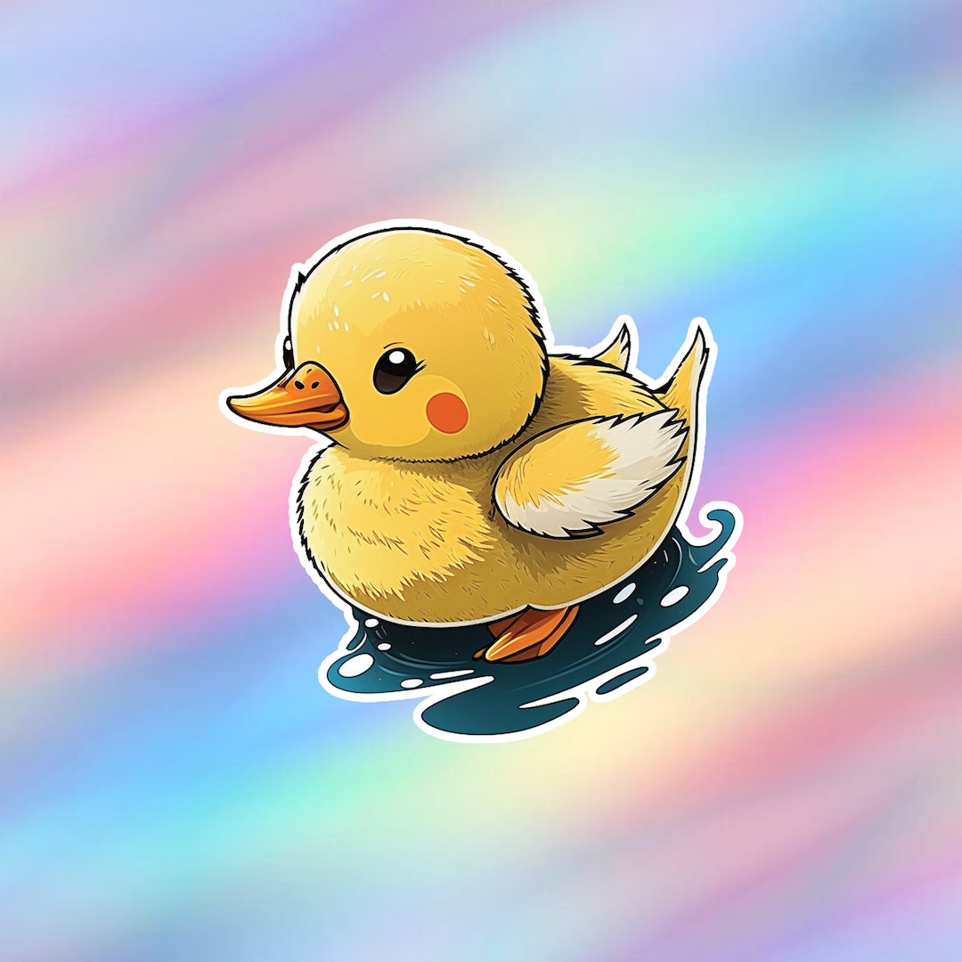 Cute Duck Sticker With Water Kawaii Vinyl Laptop Sticker Animal Water ...