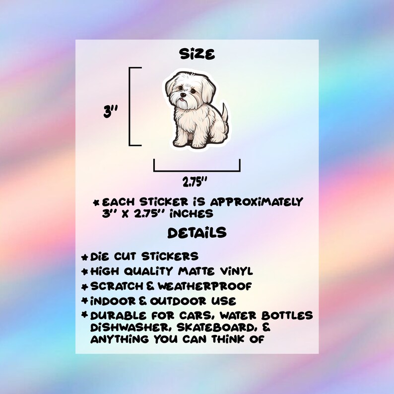 Cute Maltese Dog Sticker Kawaii Maltese Dog Vinyl Laptop - Etsy