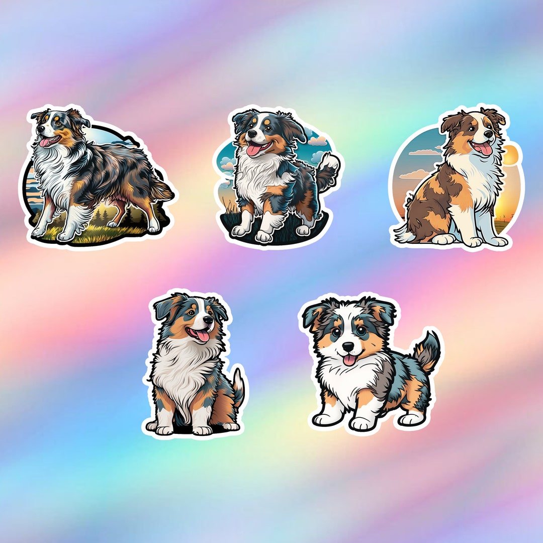 Cute Australian Shepherd Stickers Pack of 5 Kawaii Australian - Etsy