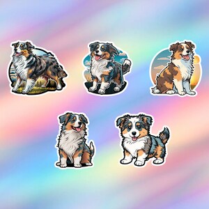 Cute Australian Shepherd Stickers Pack of 5 Kawaii Australian Shepherd ...
