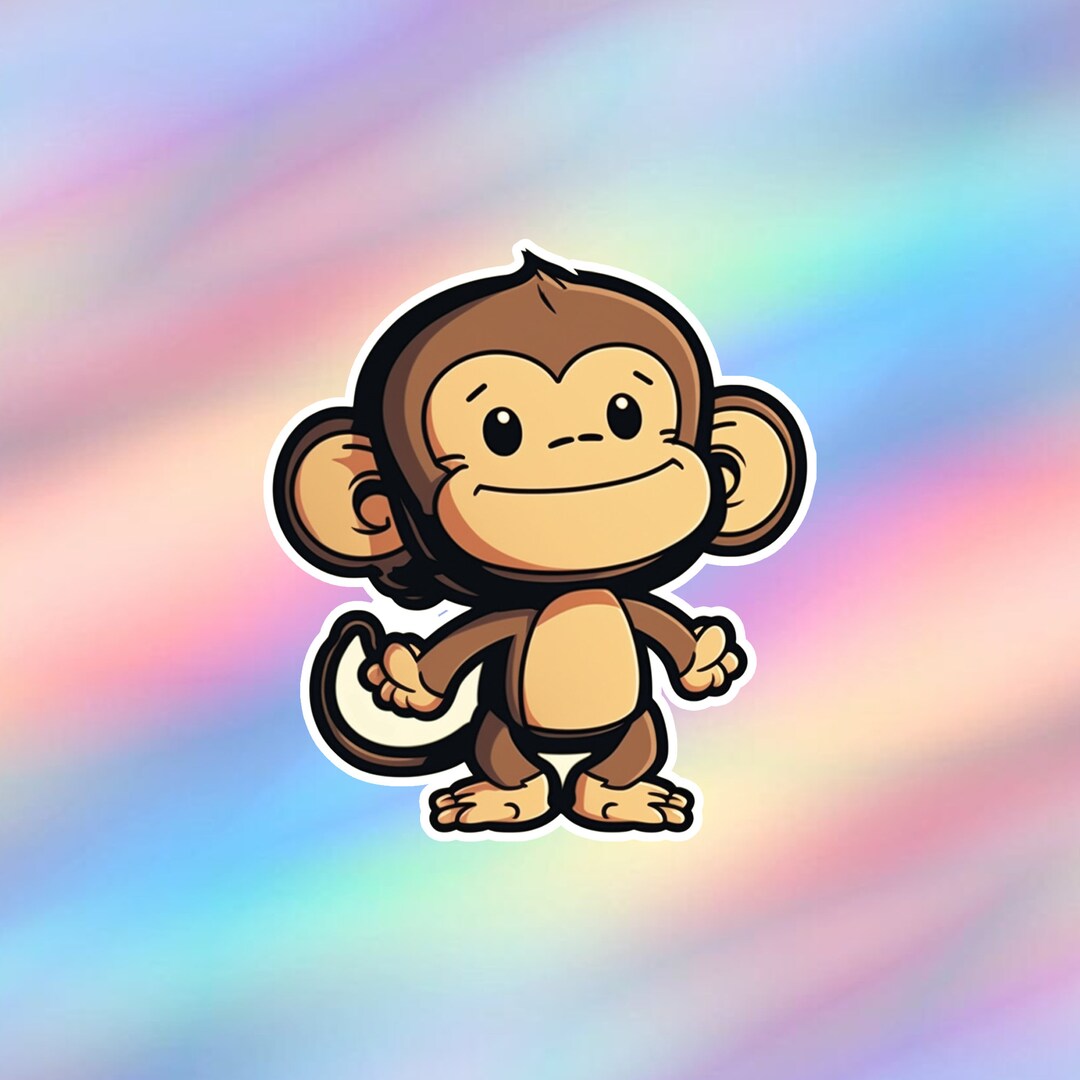 Cute Monkey Sticker Kawaii Monkey Sticker Animal Vinyl Laptop Sticker Water Bottle Sticker ...