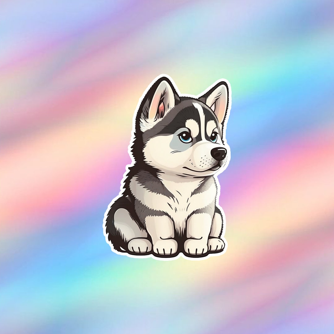 Cute Husky Sticker Kawaii Vinyl Dog Laptop Sticker Animal Water Bottle ...