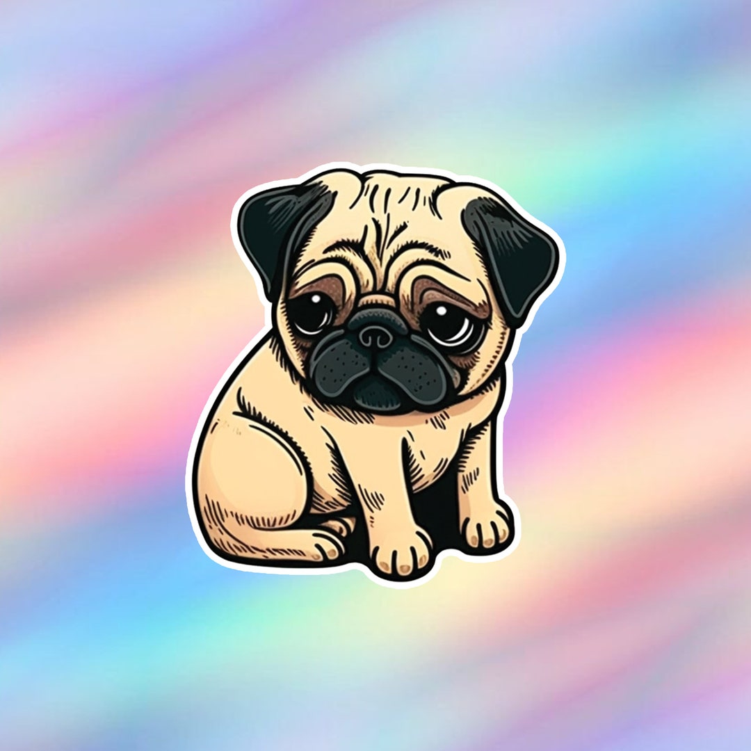 Cute Pug Sticker Kawaii Pug Sticker Vinyl Dog Laptop Sticker Animal ...