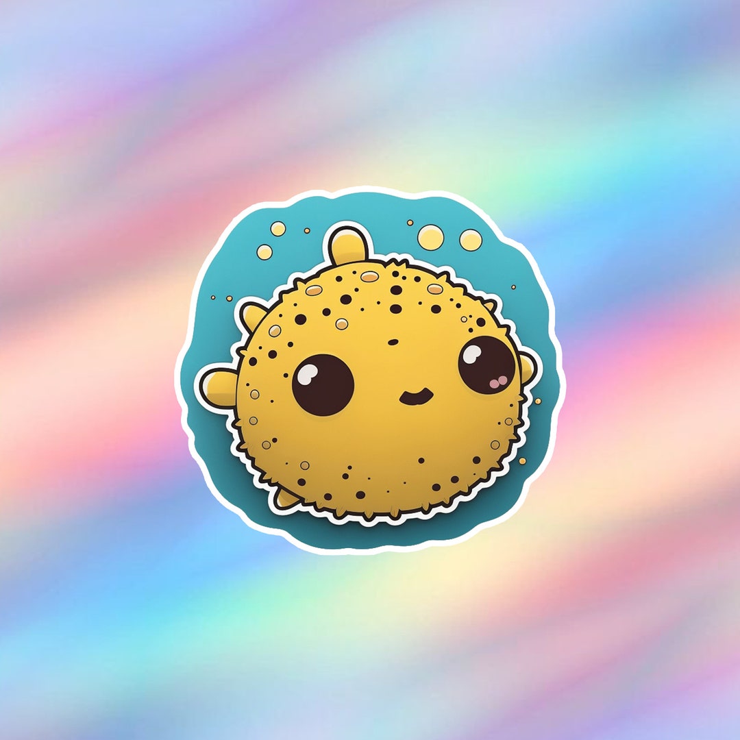 Cute Pufferfish Sticker Kawaii Pufferfish Sticker Animal Vinyl Laptop ...