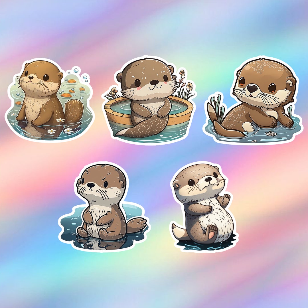 Cute Otter Stickers Pack of 5 Kawaii Animal Vinyl Laptop Sticker Water ...