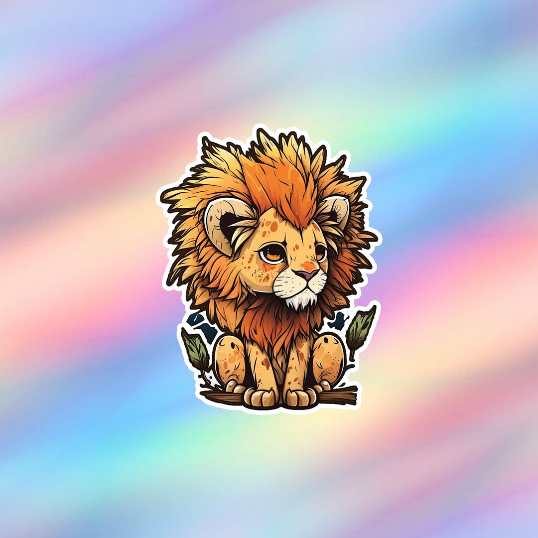 Cute Lion Sticker Kawaii Lion Sticker Animal Vinyl Laptop Sticker Water ...