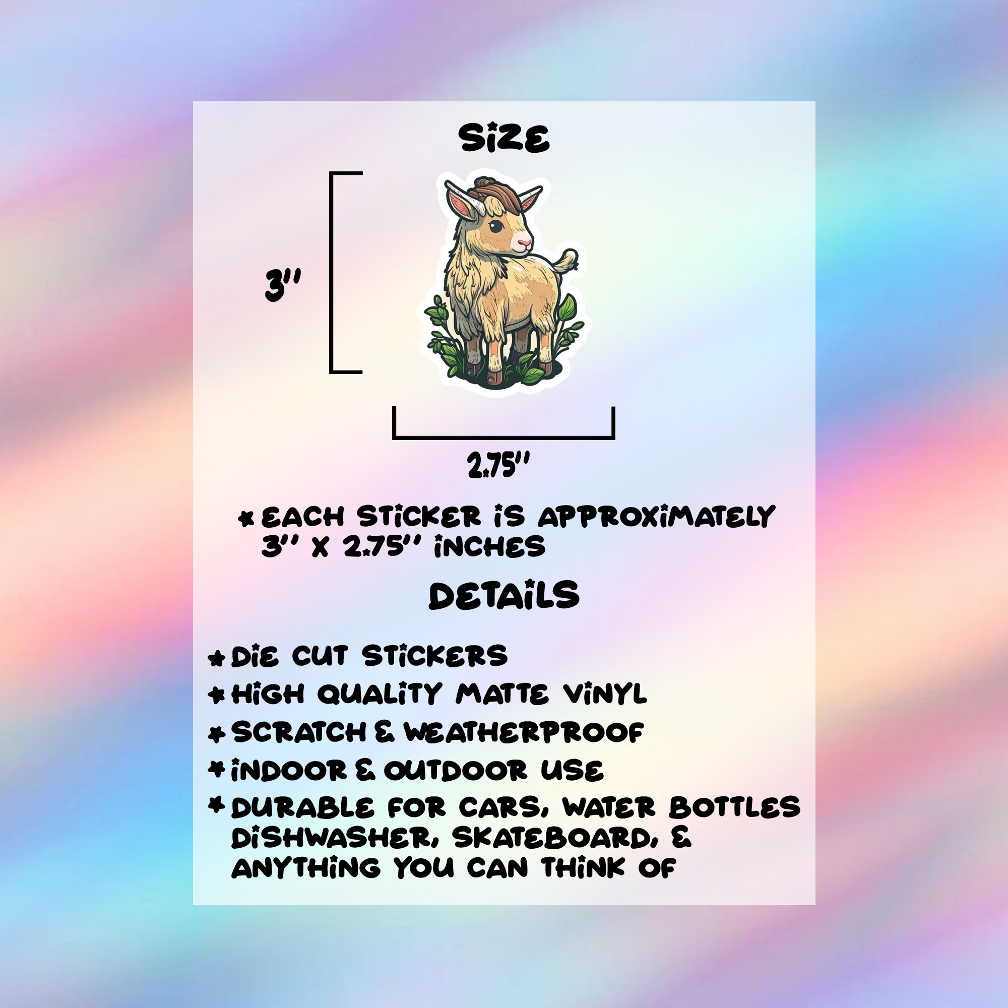 Cute Goat Sticker Kawaii Goat Sticker Animal Vinyl Laptop - Etsy