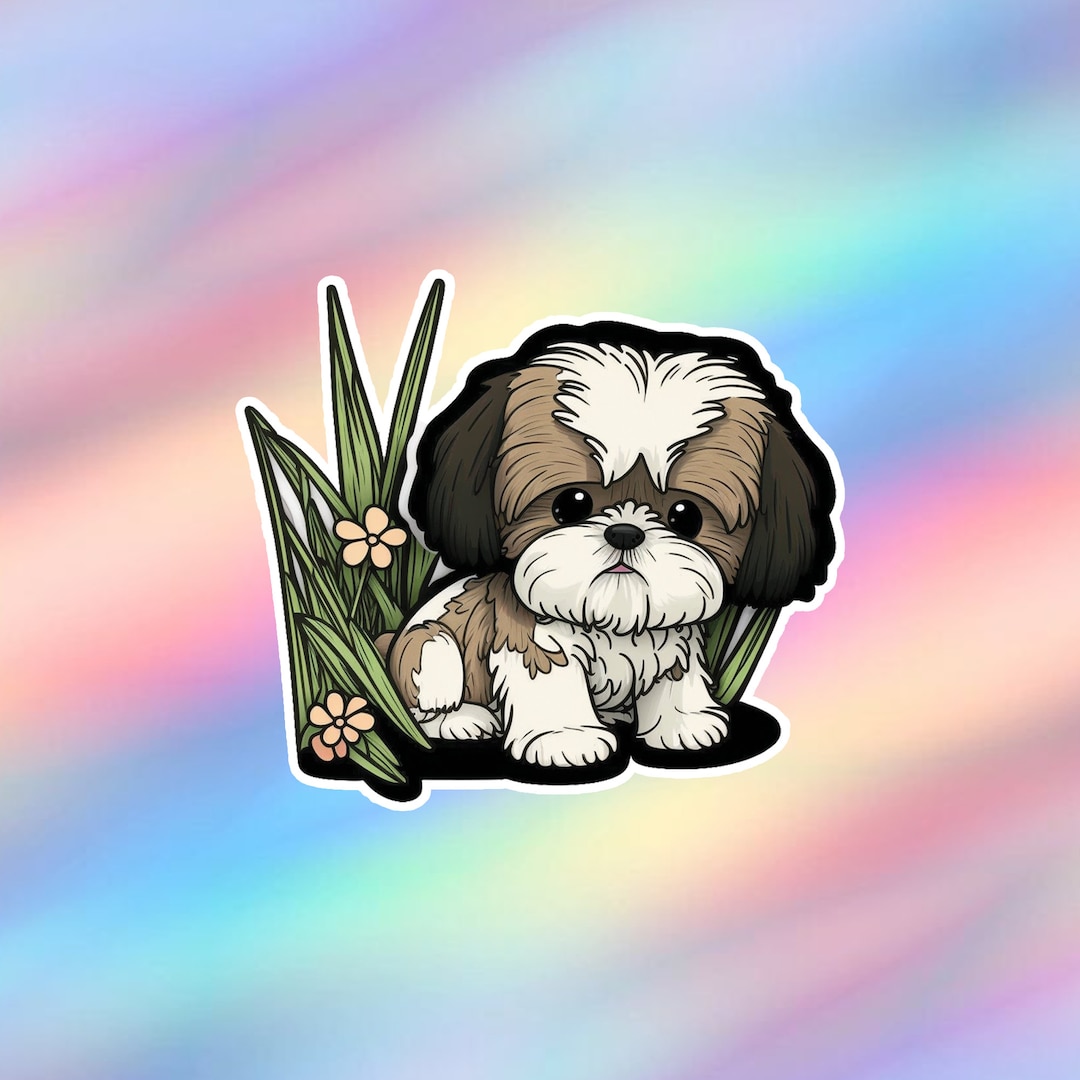 Cute Shih Tzu Sticker Kawaii Shih Tzu Sticker Dog Vinyl Laptop Sticker ...