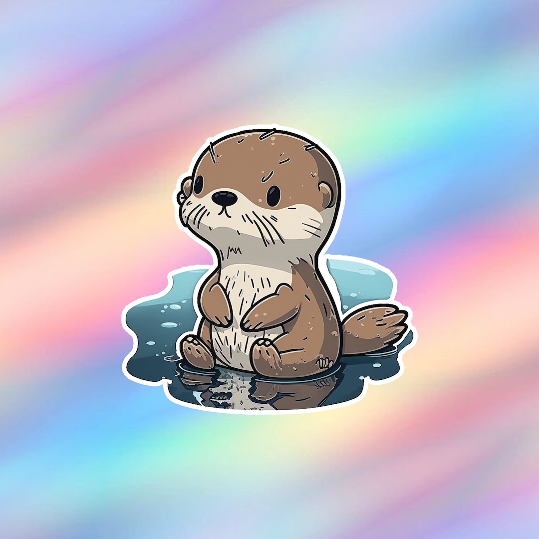 Cute Otter Sticker in Water Kawaii Animal Vinyl Laptop Sticker Water ...