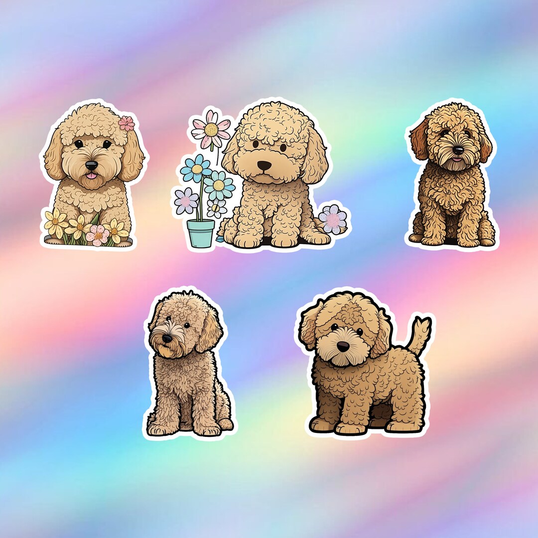 Cute Goldendoodle Stickers Pack of 5 Kawaii Golden Doodle Stickers ...