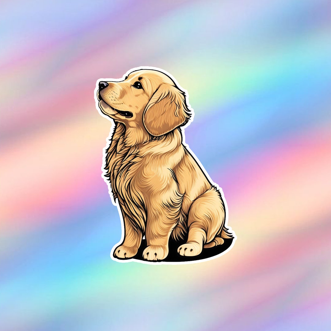 Cute Golden Retriever Sticker Kawaii Vinyl Dog Laptop Sticker Animal ...