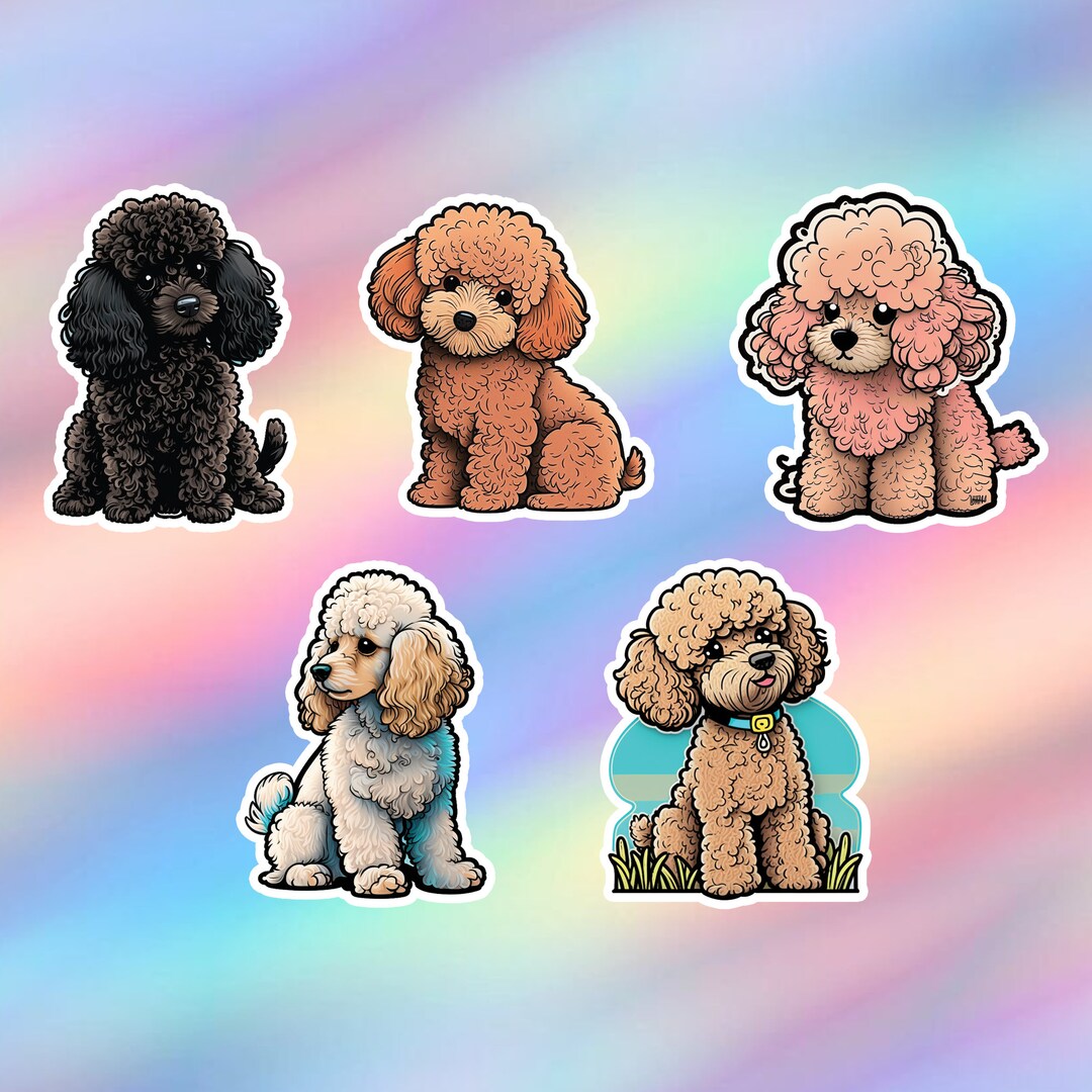 Cute Poodle Stickers Pack of 5 Kawaii Poodle Sticker Vinyl Laptop Dog ...