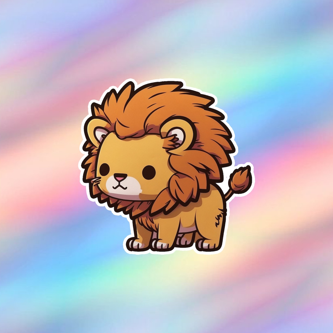 Cute Lion Sticker Kawaii Lion Sticker Animal Vinyl Laptop Sticker Water ...