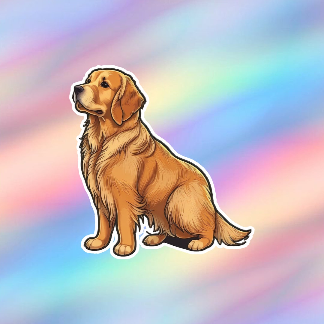 Cute Golden Retriever Sticker Kawaii Vinyl Dog Laptop Sticker Animal ...