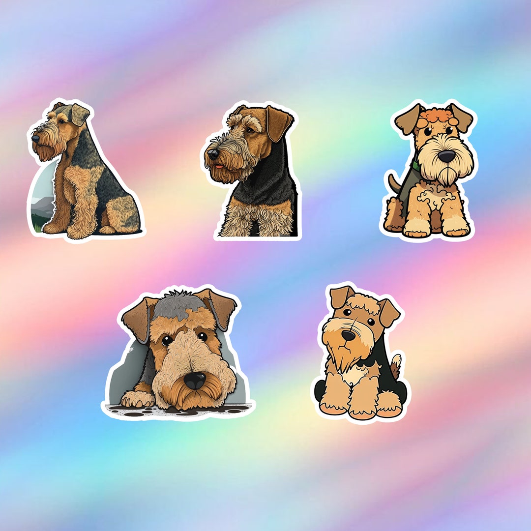 Cute Airedale Terrier Stickers Pack of 5 Kawaii Airedale Terrier ...
