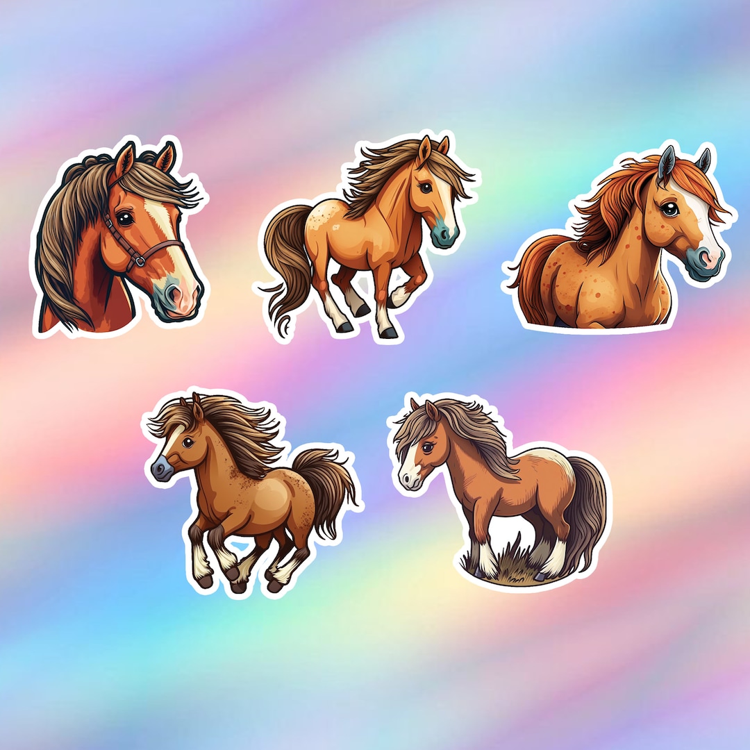 Cute Horse Stickers Pack of 5 Kawaii Animal Vinyl Laptop Sticker Water ...