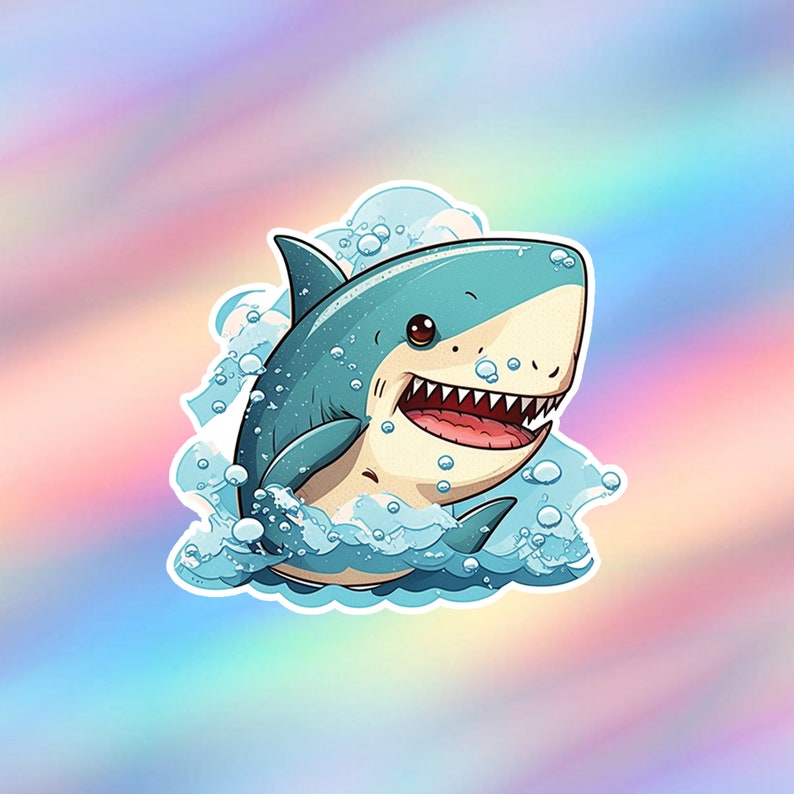 Cute Shark Sticker Kawaii Shark Sticker Animal Vinyl Laptop - Etsy