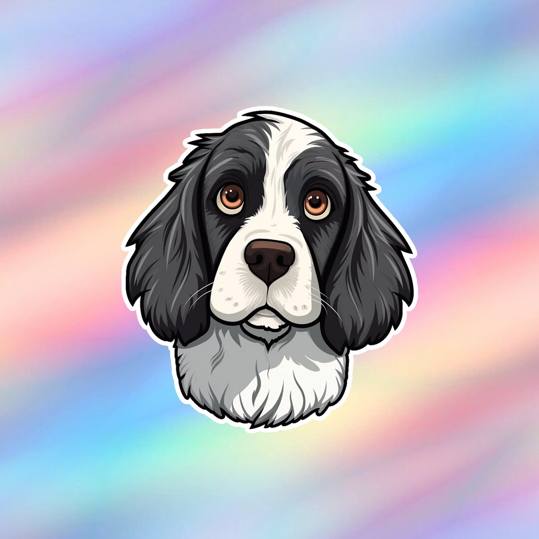 Cute Black and White English Springer Spaniel Sticker Kawaii Black and ...