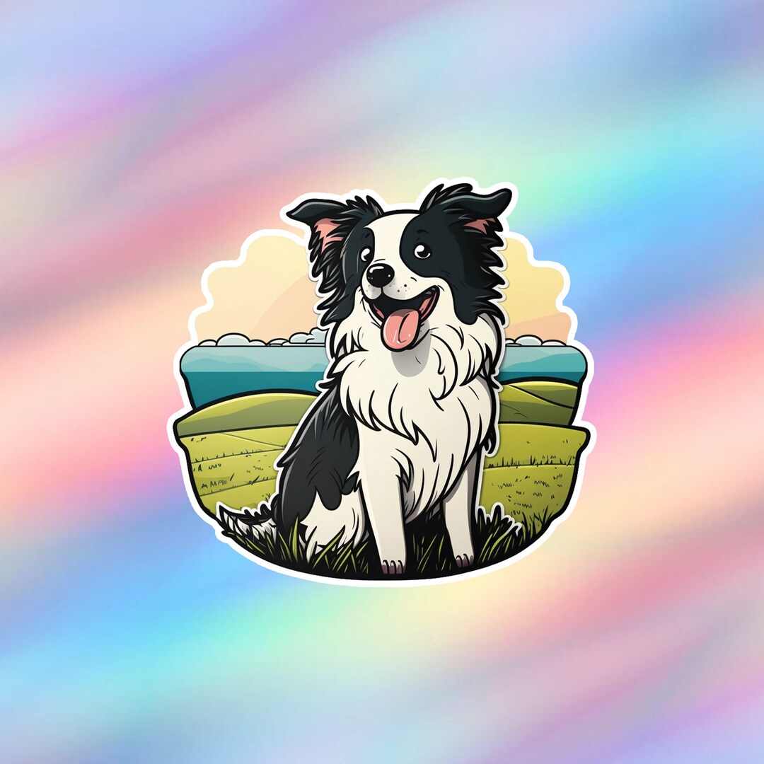 Cute Border Collie Sticker Kawaii Border Collie Sticker Vinyl Dog ...