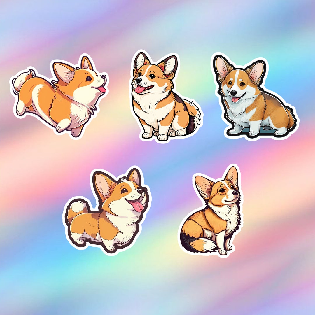 Cute Corgi Stickers Pack of 5 Kawaii Dog Sticker Animal Vinyl Laptop ...