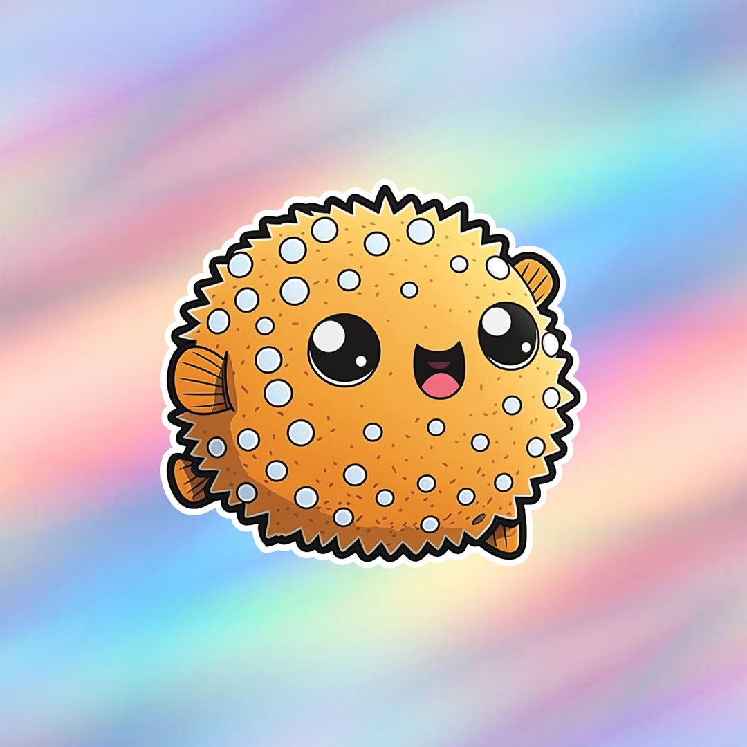 Cute Pufferfish Sticker Kawaii Pufferfish Sticker Animal Vinyl Laptop ...