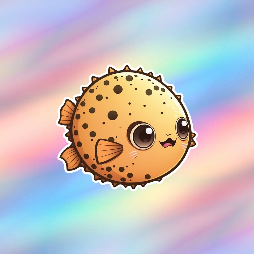 Cute Pufferfish Sticker Kawaii Pufferfish Sticker Animal Vinyl Laptop ...