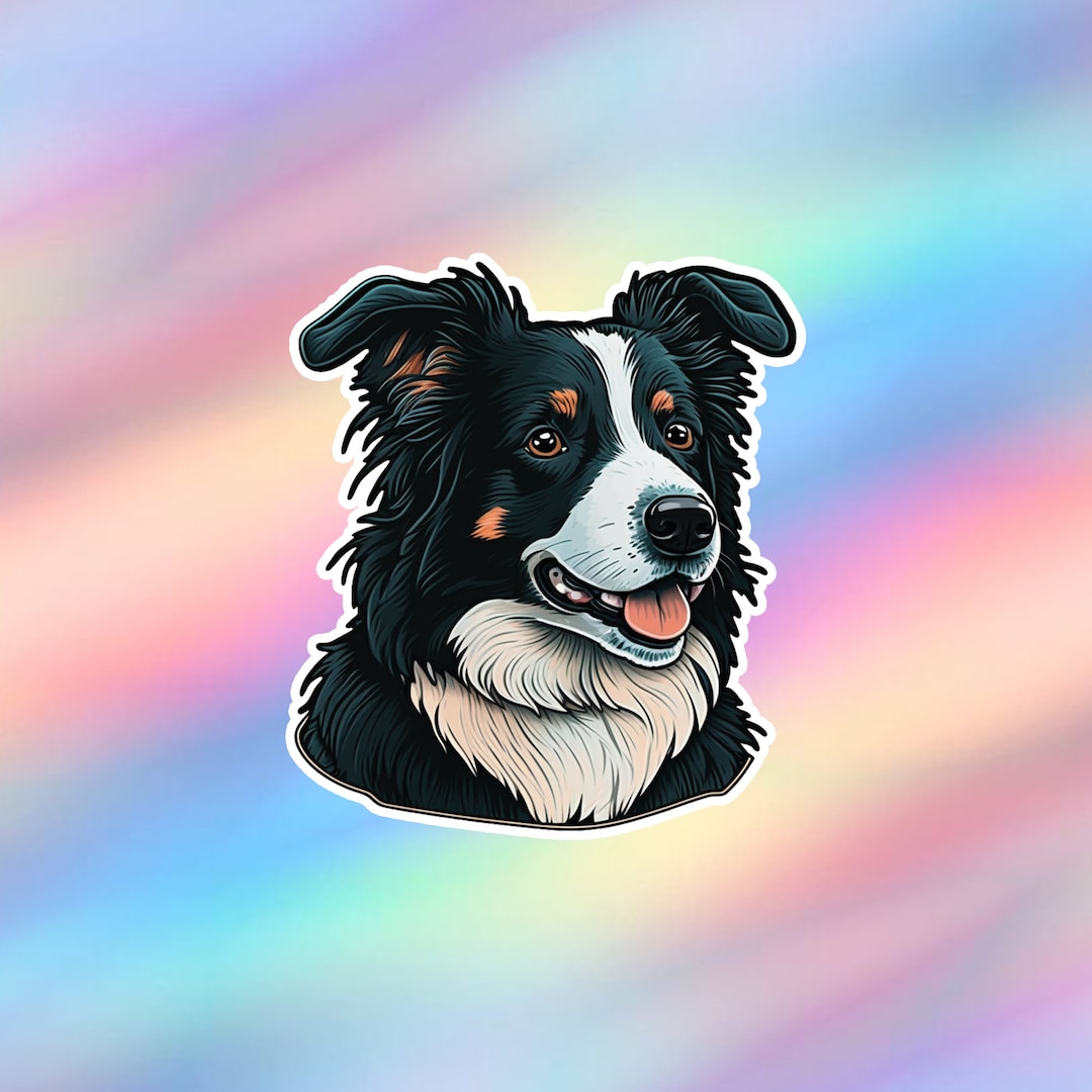 Cute Border Collie Sticker Kawaii Border Collie Sticker Vinyl Dog ...