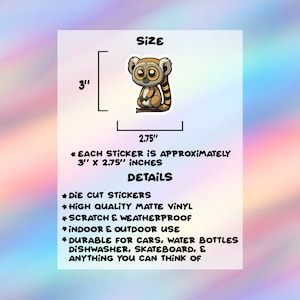 Cute Lemur Sticker Kawaii Lemurs Sticker Animal Vinyl Laptop Sticker ...