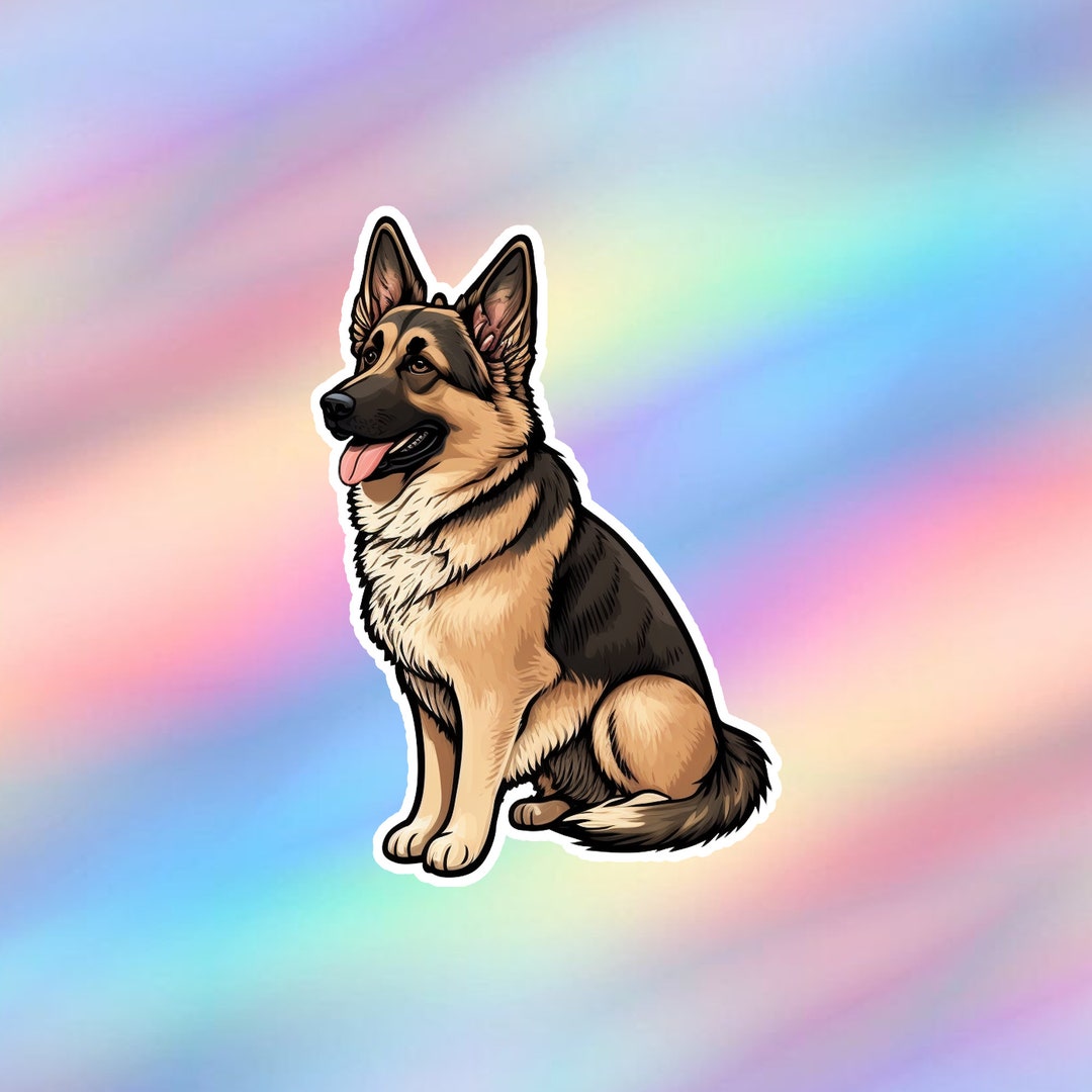 Cute German Shepherd Sticker Kawaii Dog Vinyl Laptop Sticker Animal ...
