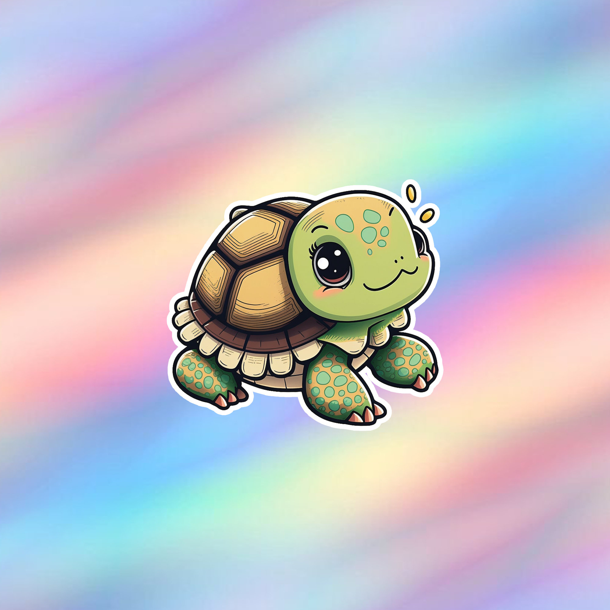 Cute Turtle Sticker With Coins Kawaii Animal Vinyl Laptop - Etsy