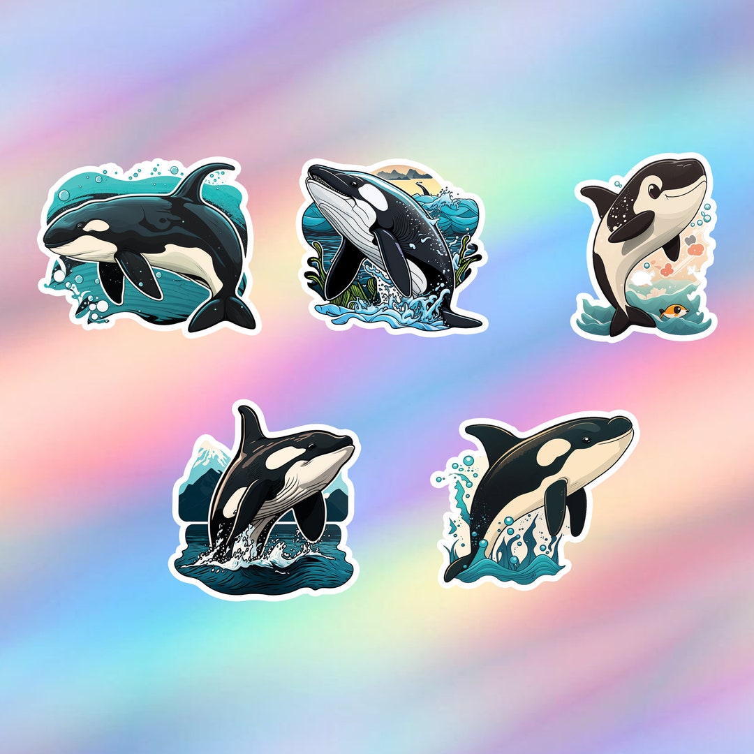 Cute Orca Stickers Pack of 5 Kawaii Orca Stickers Animal Vinyl Laptop ...