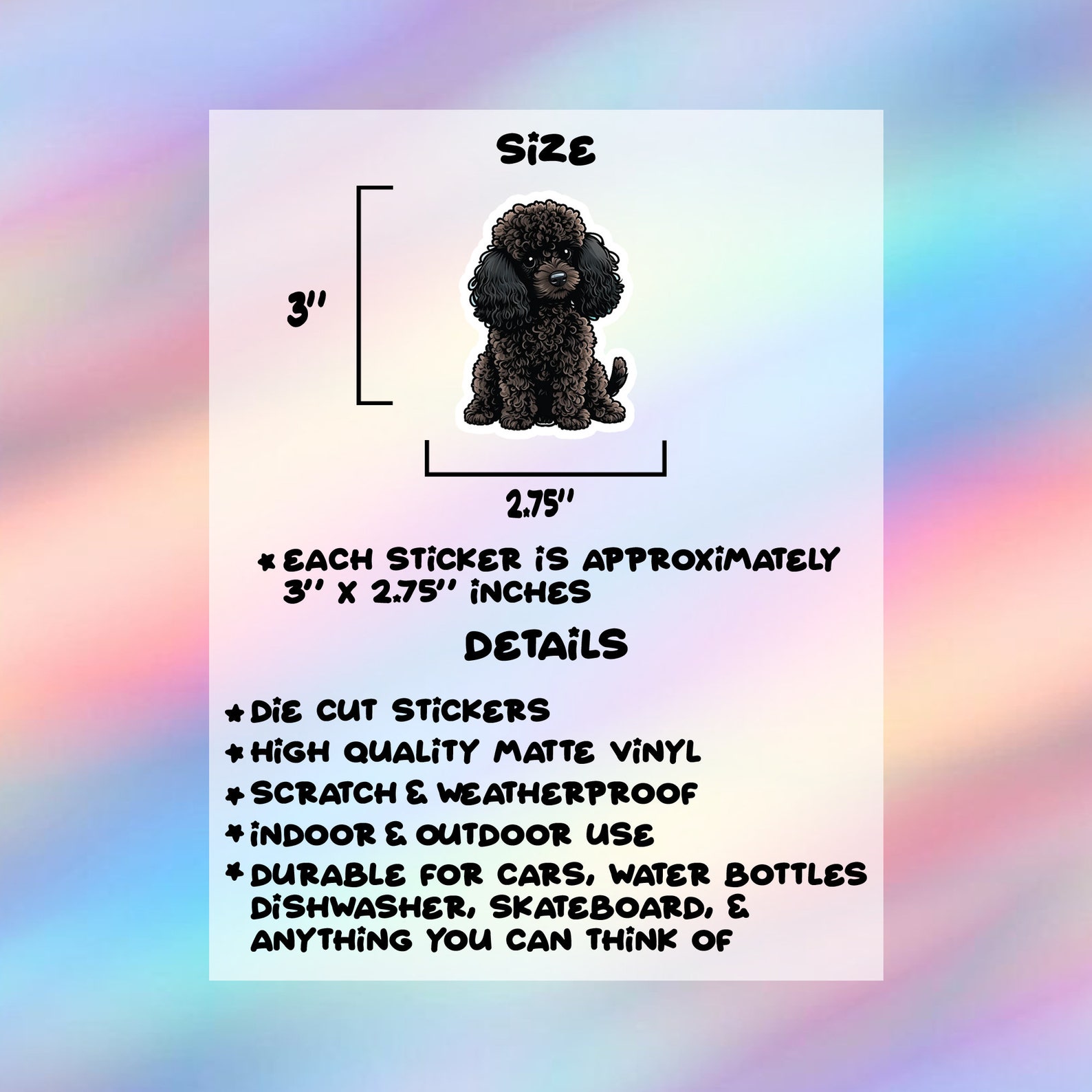 Cute Poodle Sticker Kawaii Poodle Sticker Vinyl Dog Laptop Sticker ...