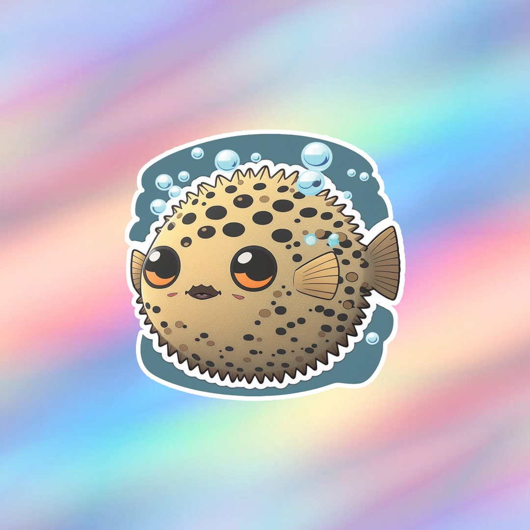 Cute Pufferfish Sticker Kawaii Pufferfish Sticker Animal Vinyl Laptop ...
