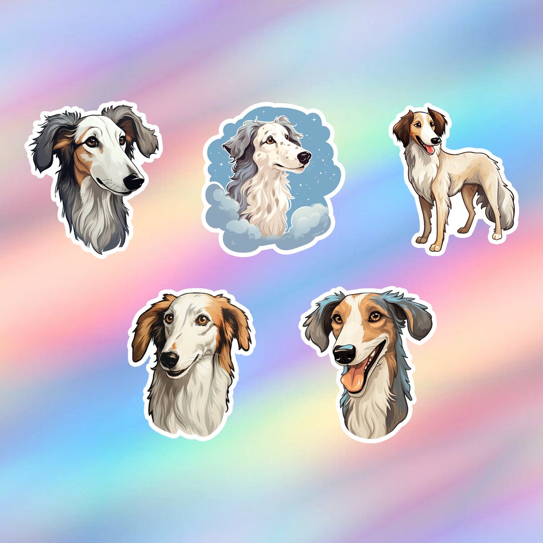 Cute Borzoi Stickers Pack of 5 Kawaii Borzoi Dog Sticker Vinyl Laptop ...