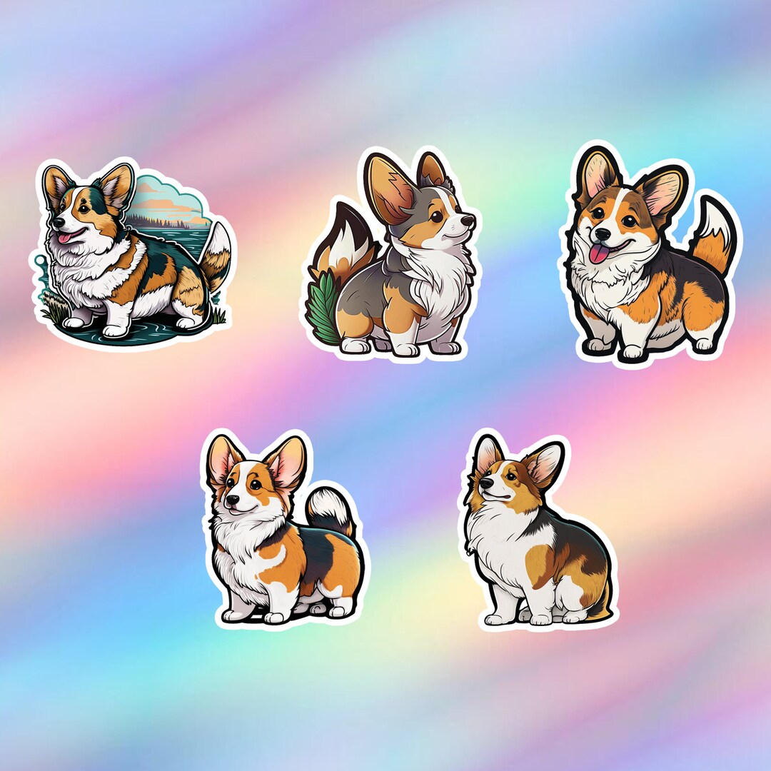 Cute Corgi Stickers Pack of 5 Tri Color Corgi Stickers Kawaii Dog ...