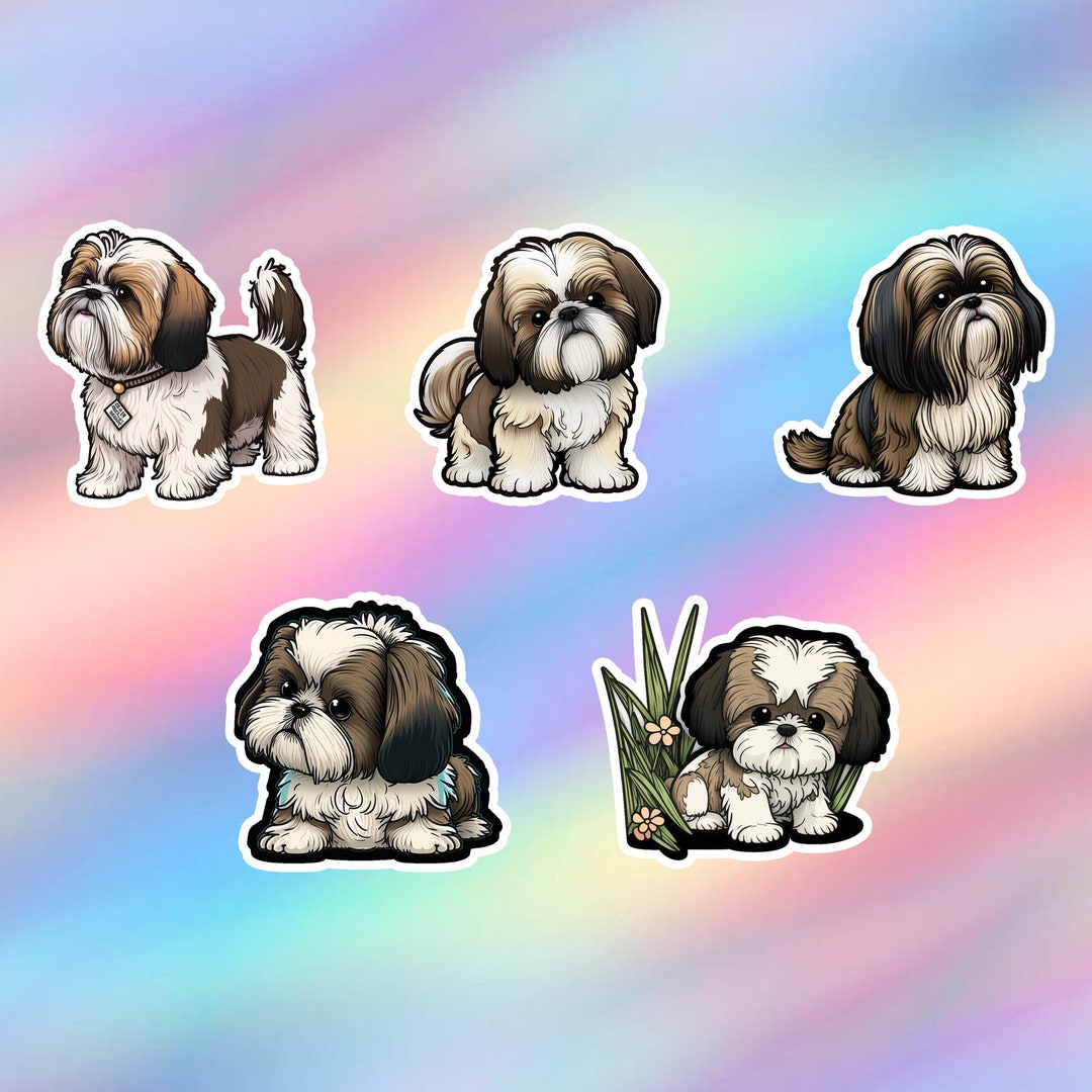 Cute Shih Tzu Stickers Pack of 5 Kawaii Shih Tzu Sticker Vinyl Laptop ...