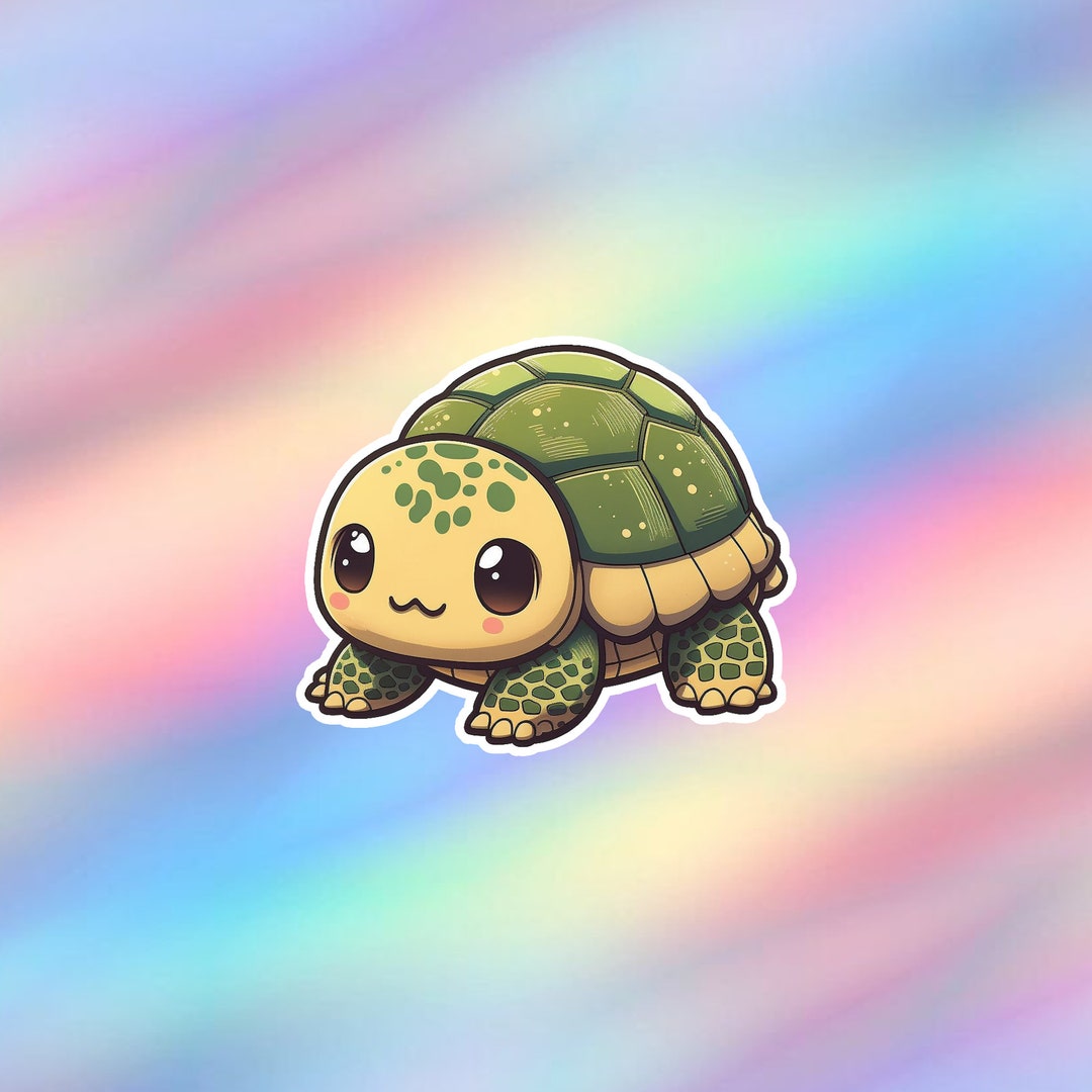 Cute Turtle Sticker With Coins Kawaii Animal Vinyl Laptop Sticker Water ...