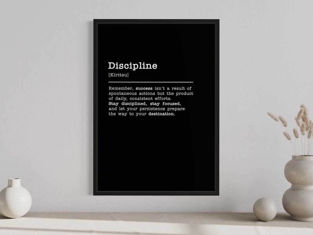 Motivational Quote About Discipline, Wooden Framed Poster, Minimalistic ...