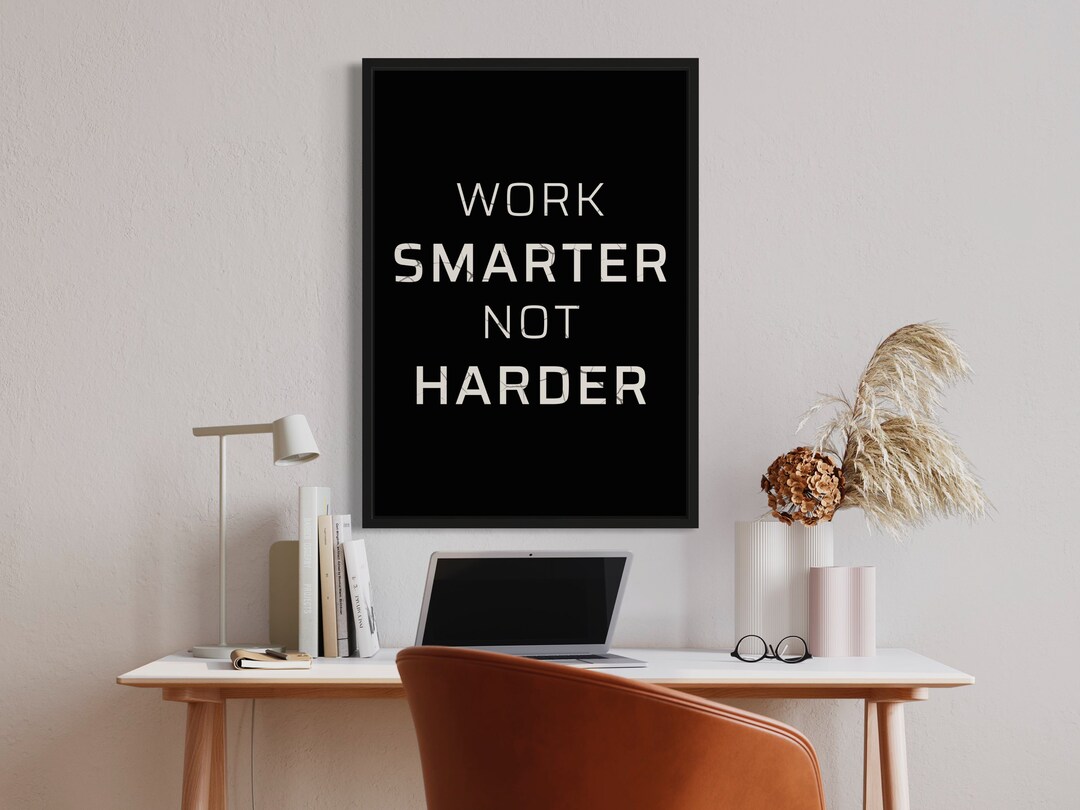 Wooden Frame Motivational Poster Work Smarter Not Harder, Minimalistic ...