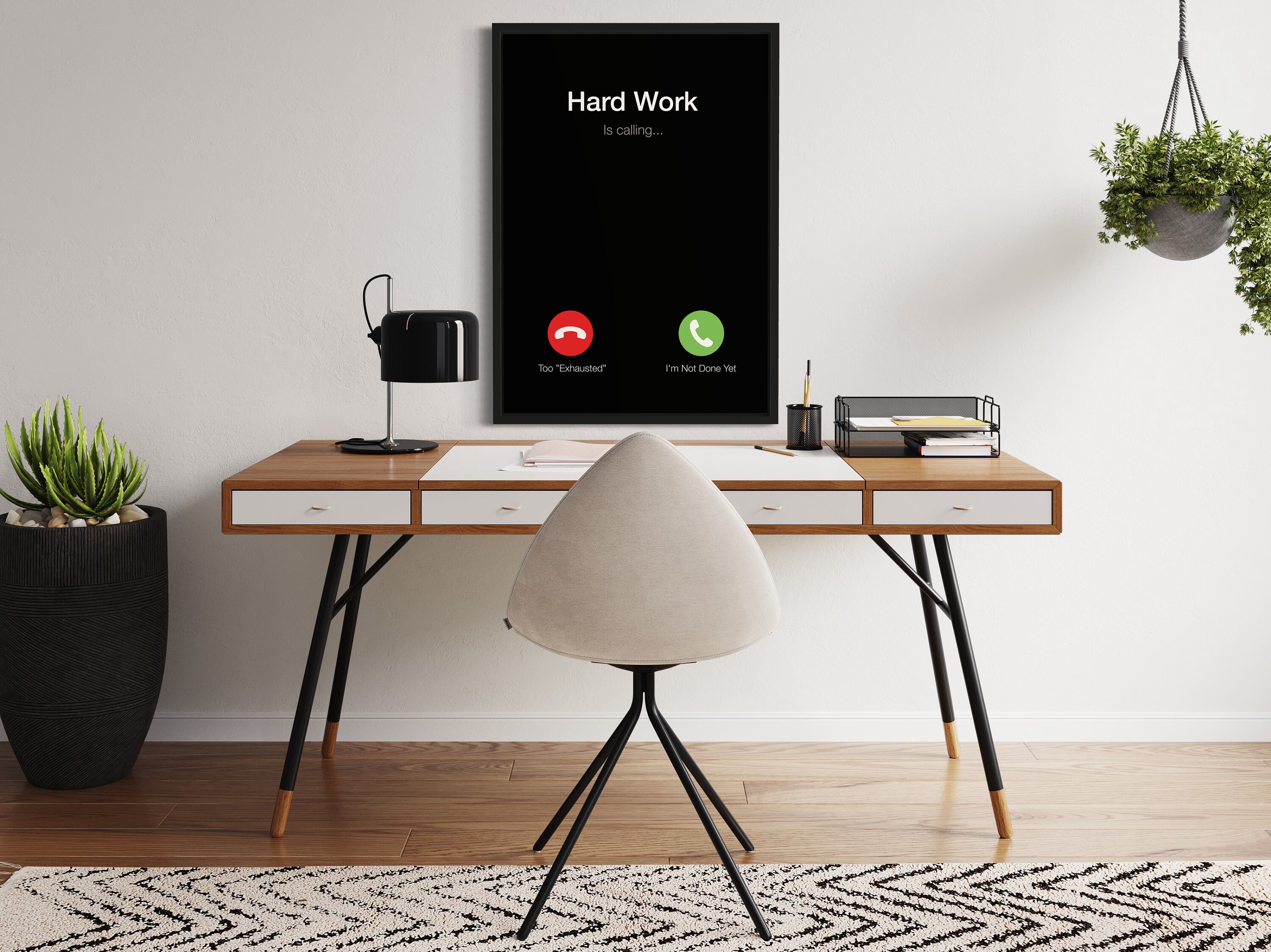 Hard Work is Calling Framed Wall Art, Growth Mindset, Work Hard ...