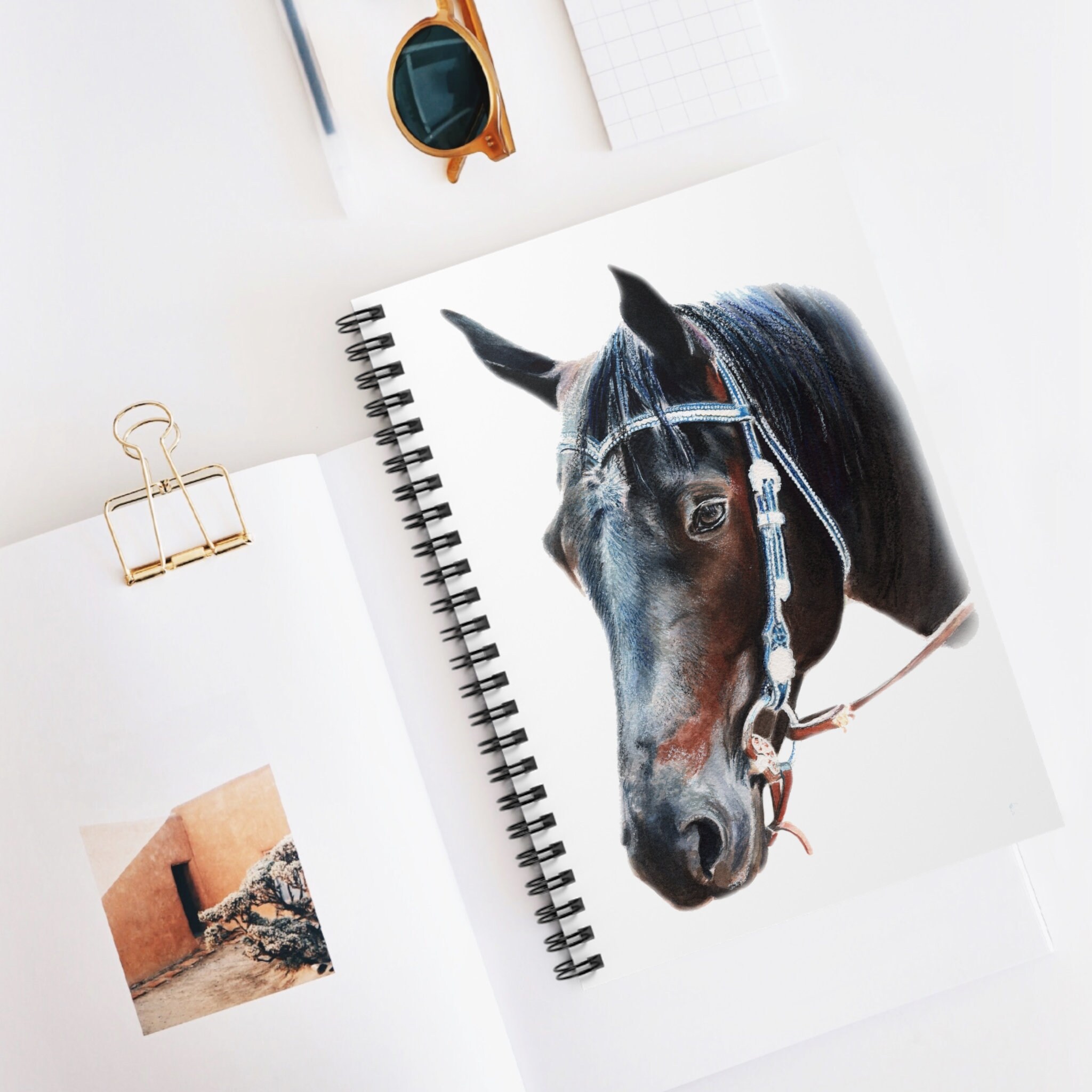 Horse Themed Composition Spiral Notebook - Ruled Line; Black Horse ...