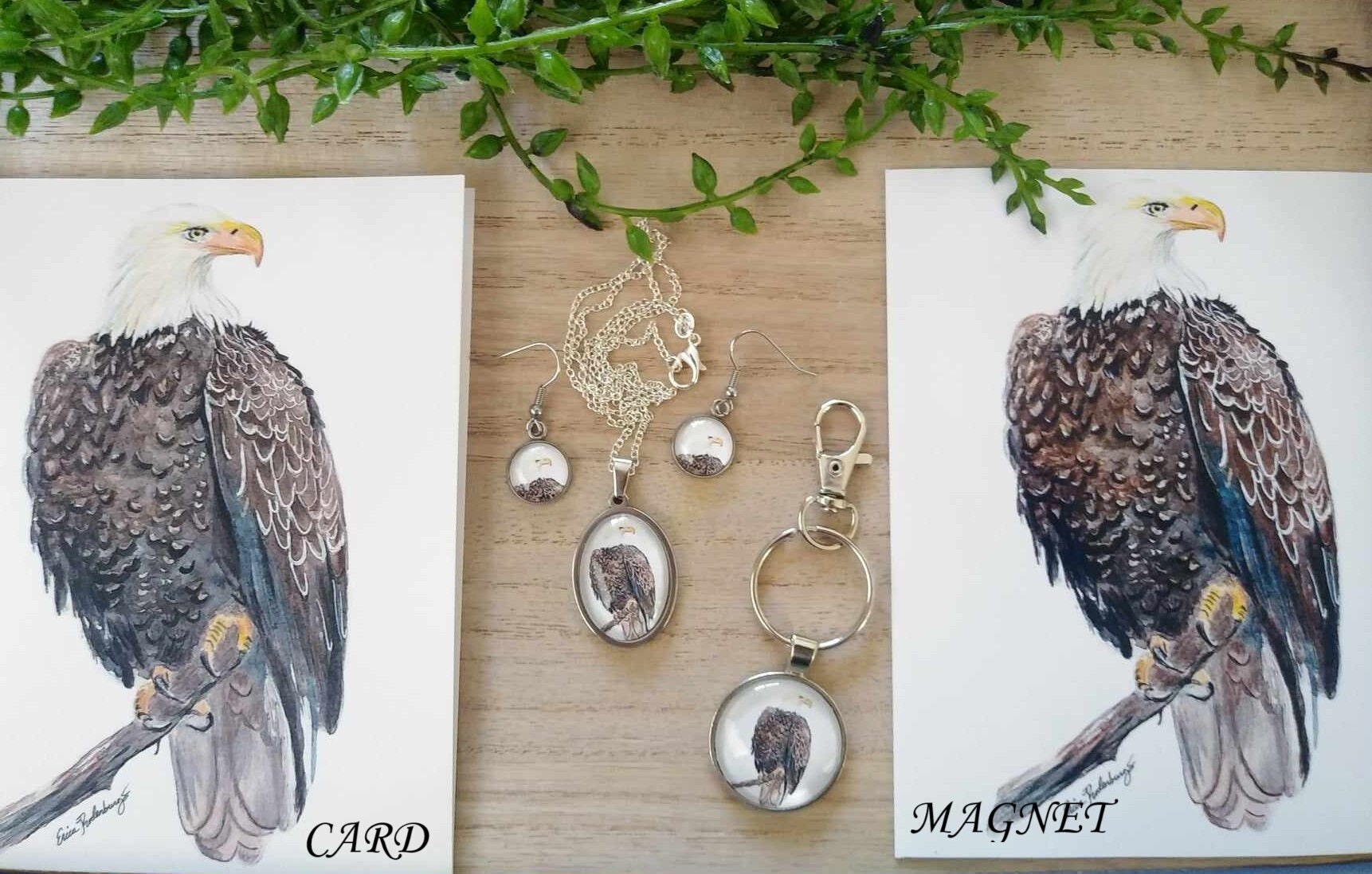 Bald Eagle Gifts/ Bird of Prey Jewelry W/ Keychain, Necklace, Earrings ...