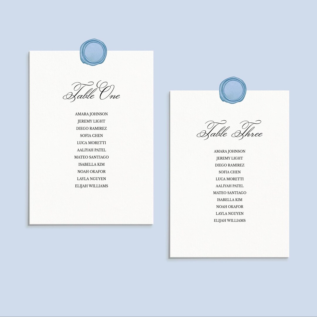 Modern Minimalist Wedding Seating Cards, Wedding Seating Chart Cards ...