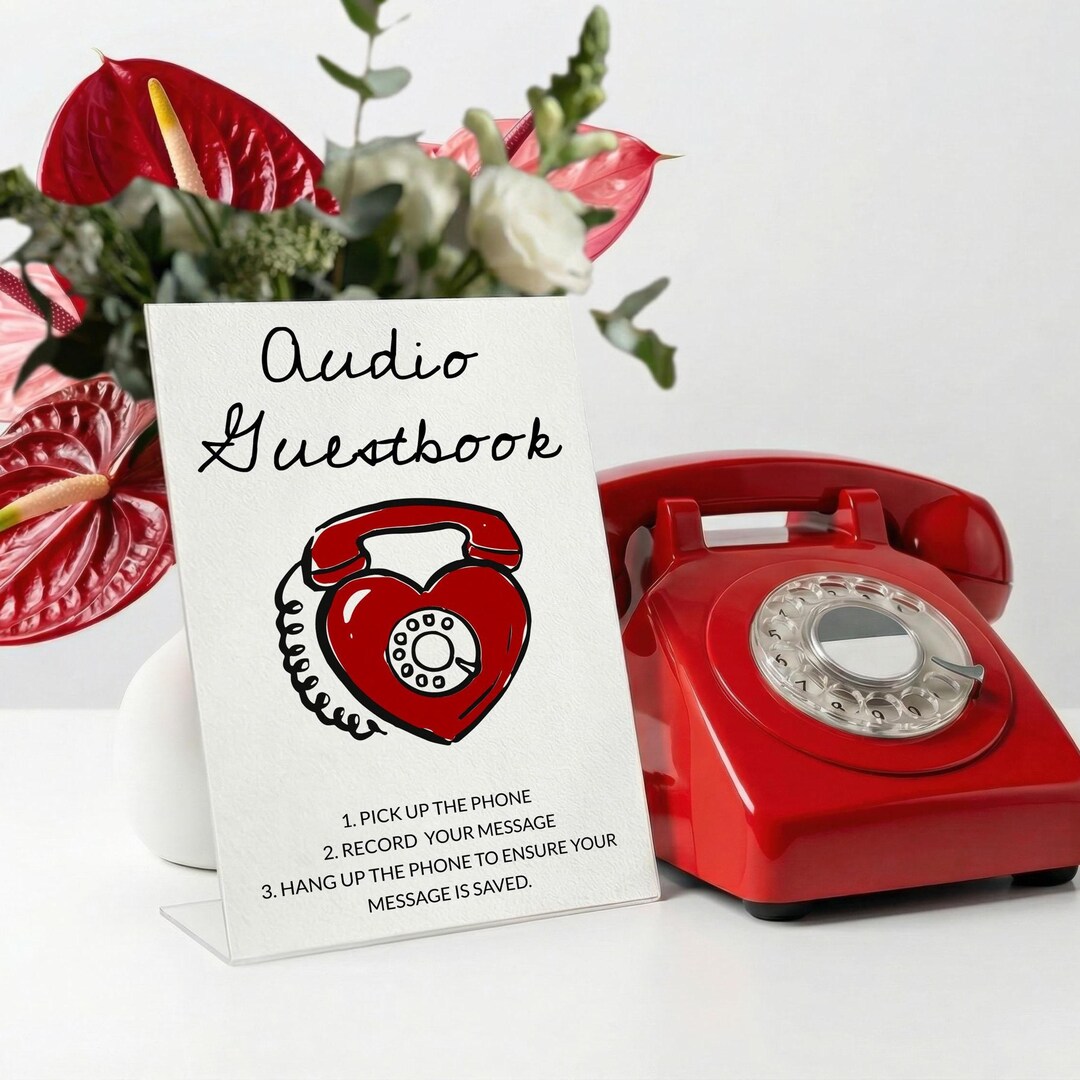 Illustrated Audio Guest Book Sign, Whimsical Wedding Table Sign ...