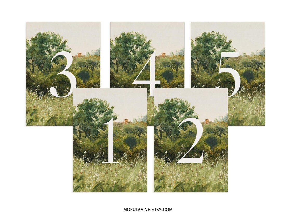 Fine Art Wedding Table Numbers, Landscape Painting Countryside Fine Art ...
