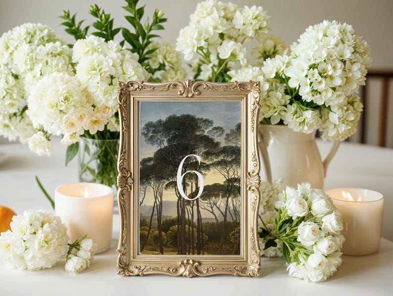 Impressionist Fine Art Wedding Table Numbers | Italian Wedding Forest ...