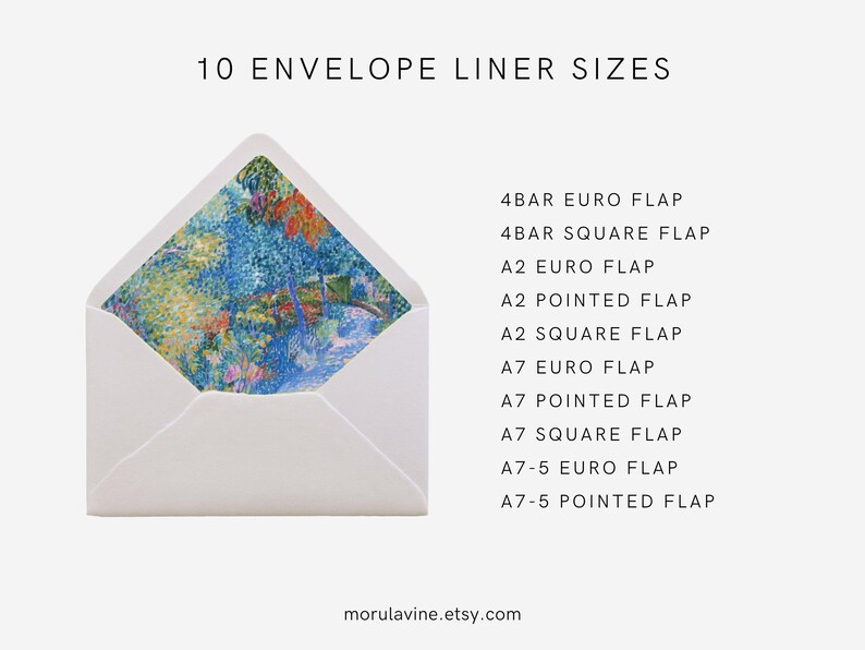 Printable Colorful Garden Wedding Envelope Liner, Monet Vintage Fine ...