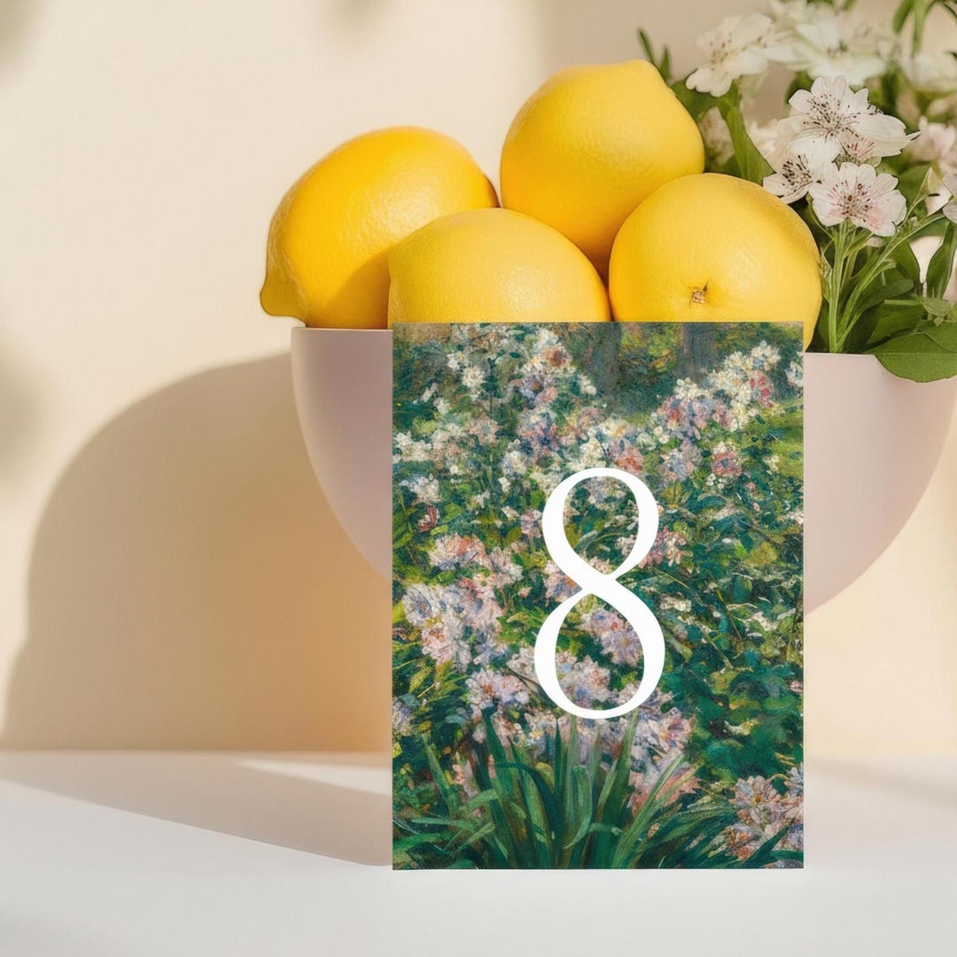 Botanical Wedding Table Numbers | Fine Art Wedding Table Numbers ...