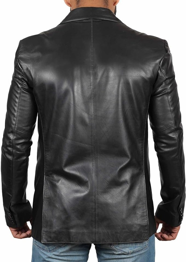 Genuine Leather Blazer for Men's Black Lambskin Blazer - Etsy